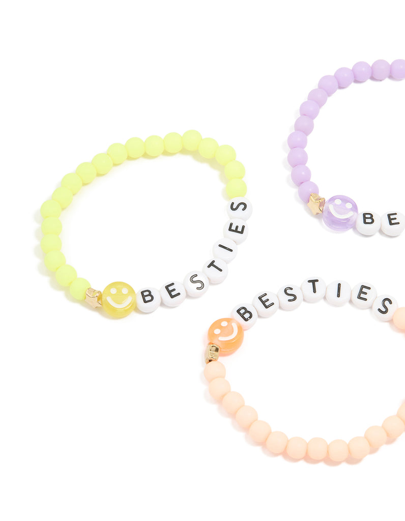 Kids Beaded Smiley Besties Bracelets 5-Pack - Lovisa