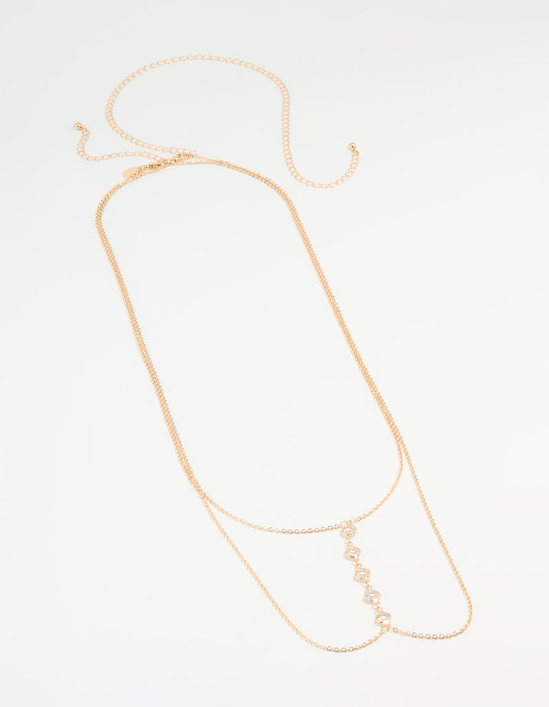 Gold Diamante Dainty Body Chain - Lovisa