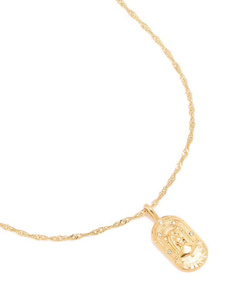 Waterproof Gold Plated Stainless Steel Virgo Tab Necklace - Lovisa