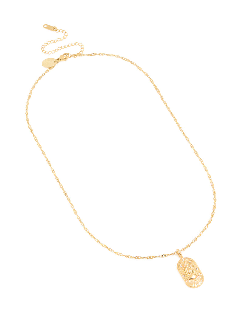 Waterproof Gold Plated Stainless Steel Virgo Tab Necklace - Lovisa