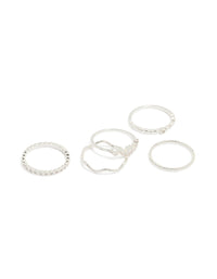 Silver Plated Squiggle Rings 5-Pack - Lovisa