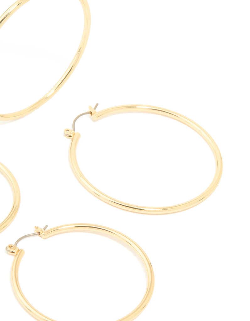 Gold Plated Large Thin Hoop Earrings 2-Pack - Lovisa