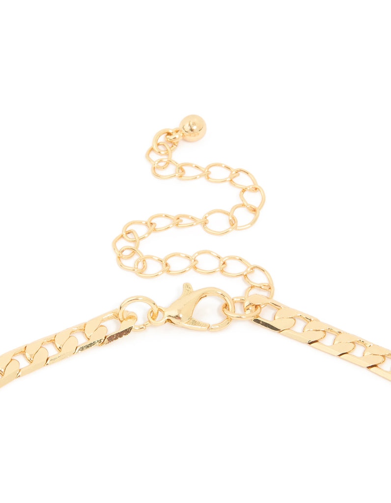 Gold Plated Cross Flay Curb Chain Necklace - Lovisa