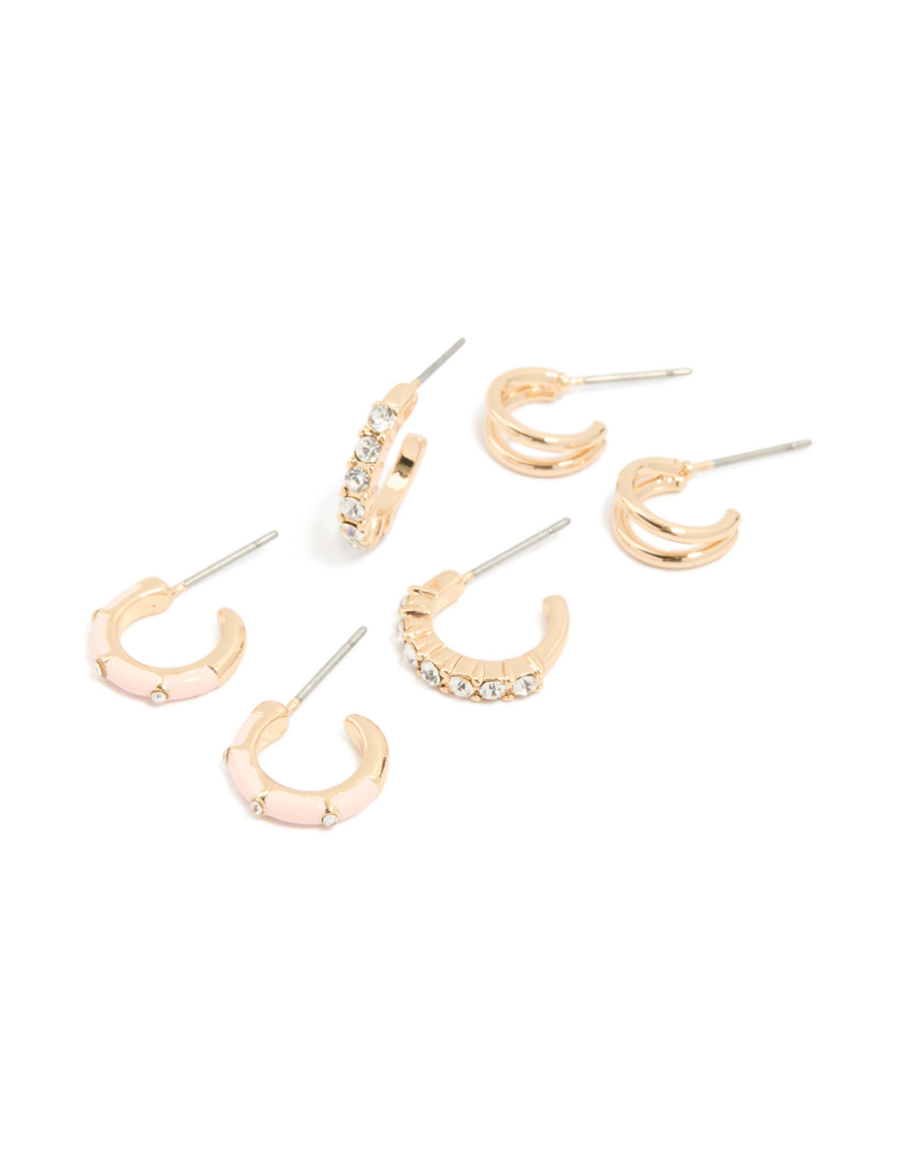 Gold Diamante & Double Hoop Earrings 3-Pack - Lovisa