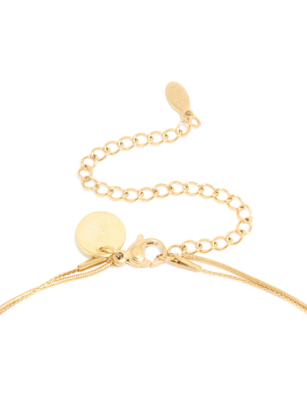 Waterproof Gold Plated Stainless Steel Curved Bar & Chain Layered Neck ...