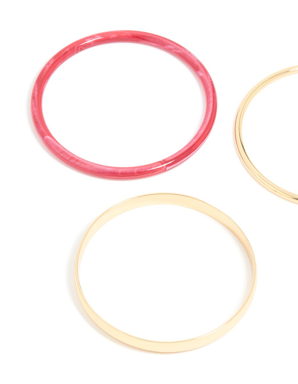 Gold Smooth & Red Acrylic Bangles 3-Pack - Lovisa