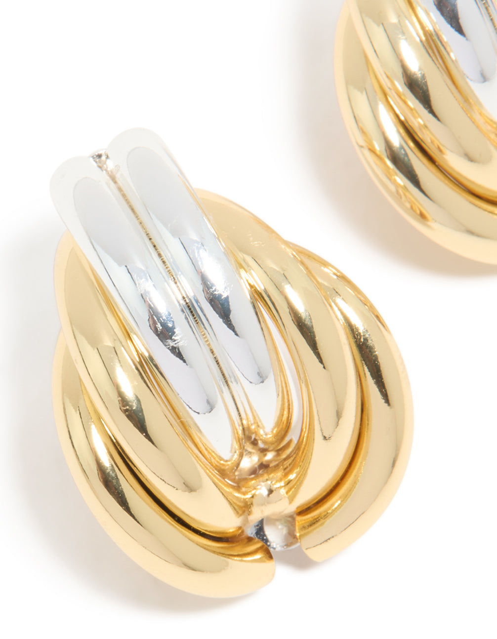 Mixed Metal Plated Ribbed Circle Stud Earrings - Lovisa